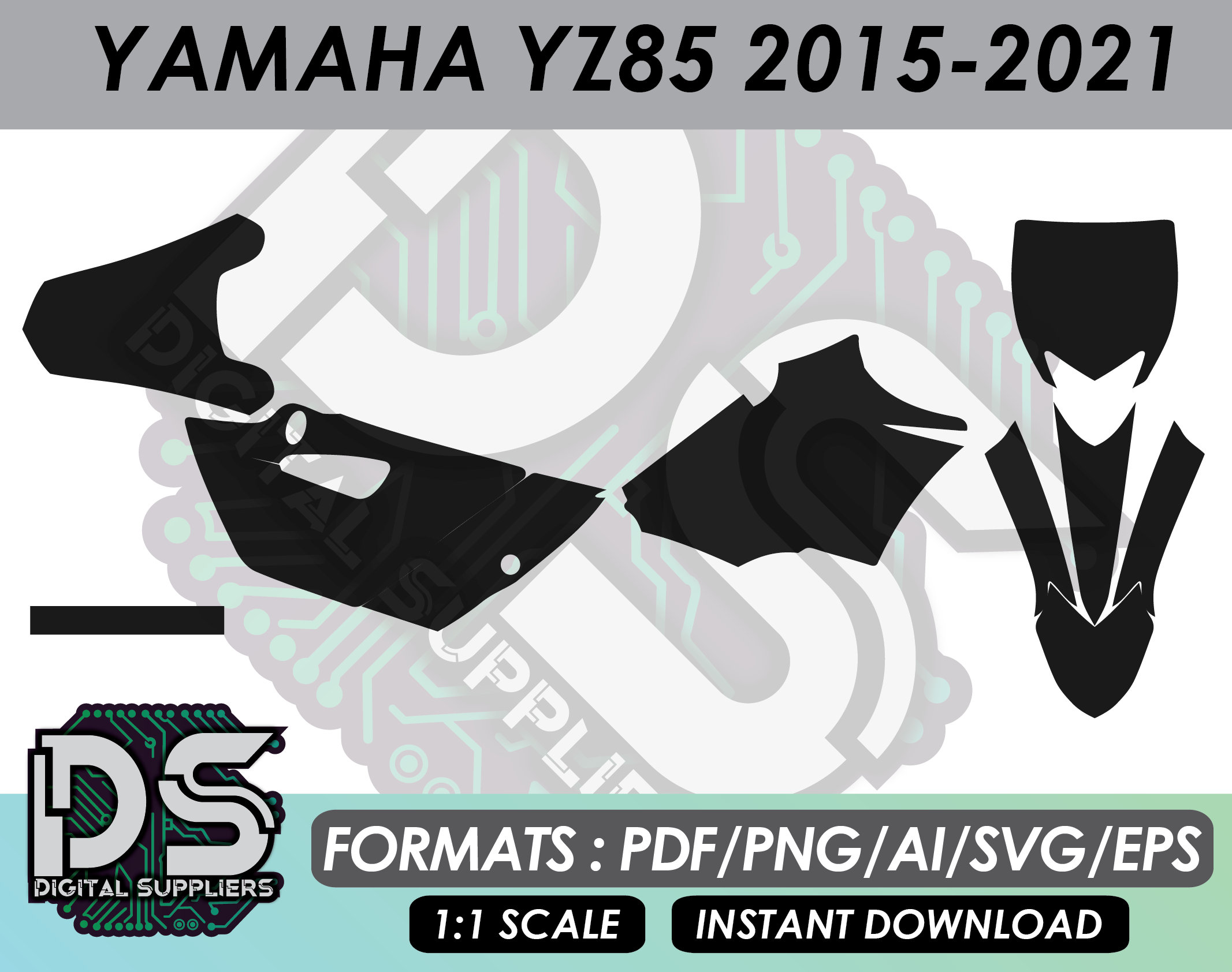 Yamaha YZ 85 2015 - 2021 Vector Templates for Custom Motocross Sticker ...