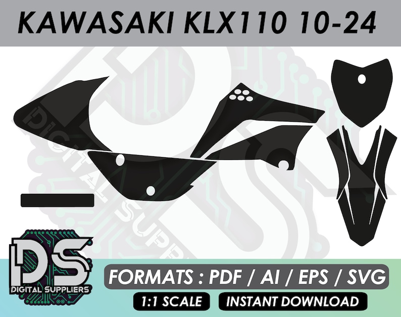 Kawasaki Klx110 2010-2025 Vector Templates for Custom Motocross Sticker ...
