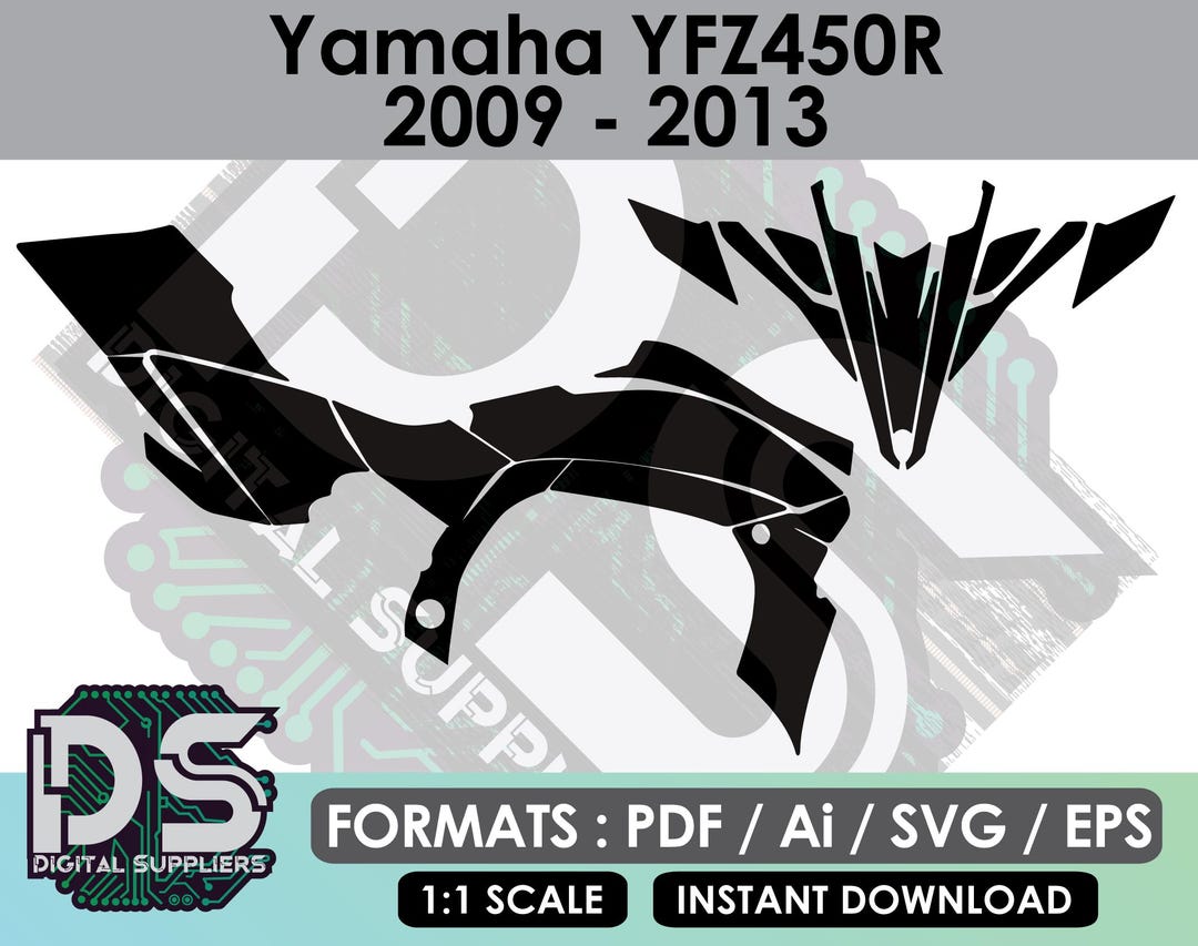 Yamaha YFZ450 R ATV 2009 - 2013 Vector Templates for Custom Quad ...