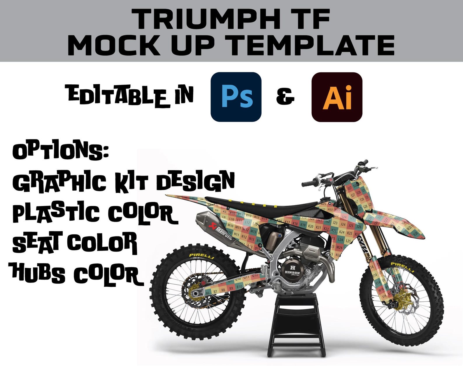 Triumph TF Mock up Templates for Custom Motocross Sticker Graphic Kit ...