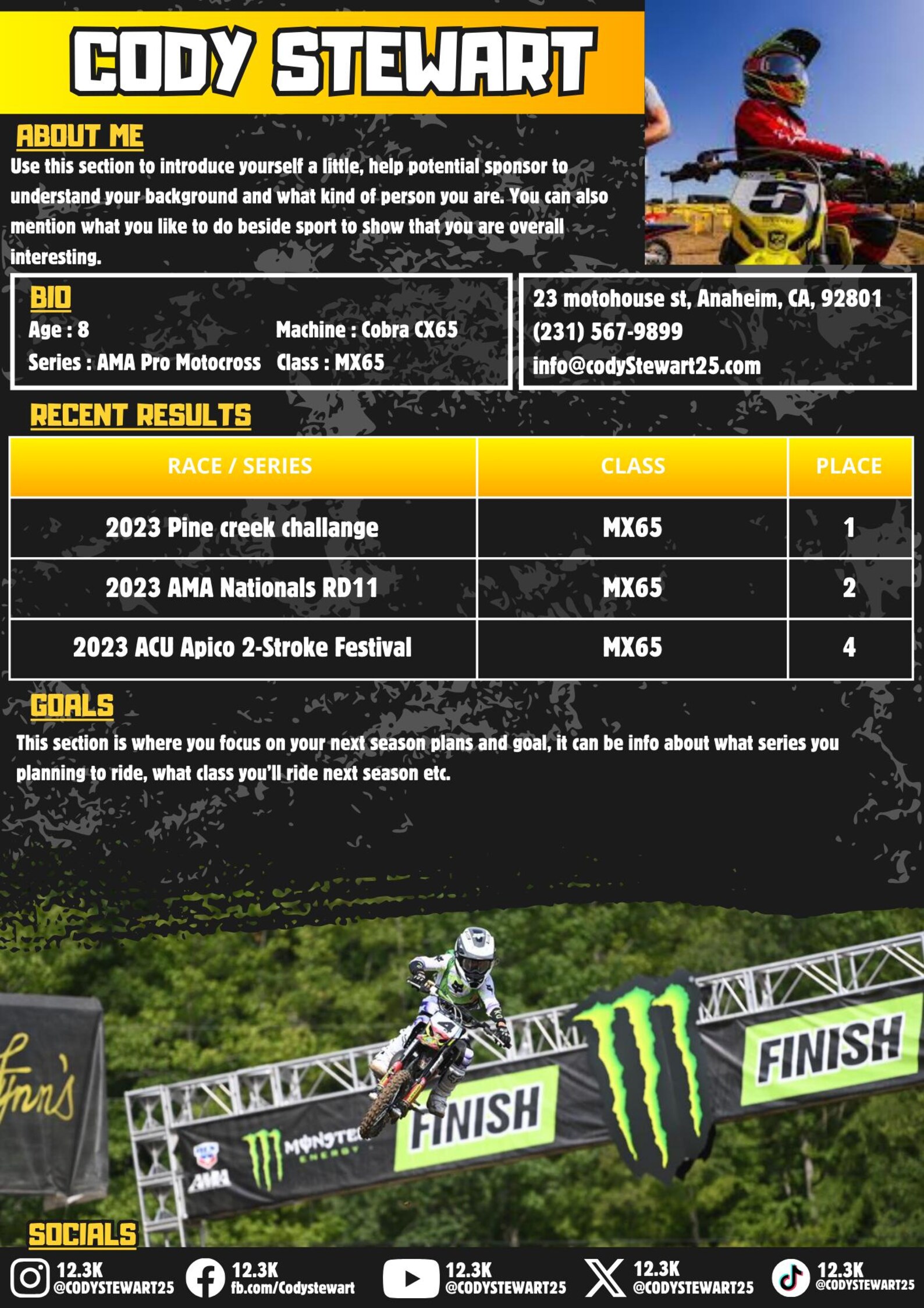 Athlete Resume Template / Editable & Printable Rider Sponsorship Offer ...