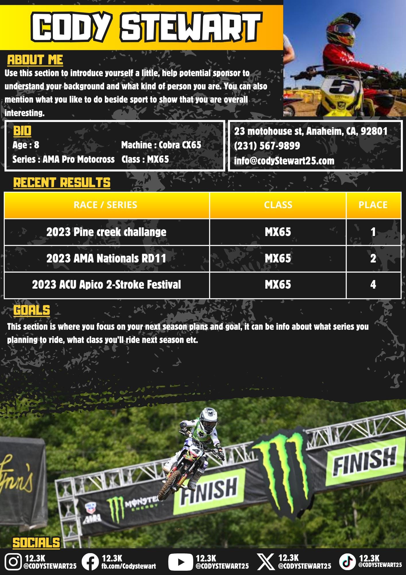 Athlete Resume Template / Editable & Printable Rider Sponsorship Offer ...
