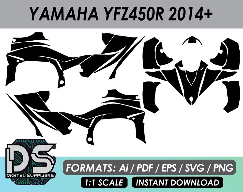 Yamaha YFZ450 R ATV 2014 + Vector Templates for Custom Quad Sticker ...