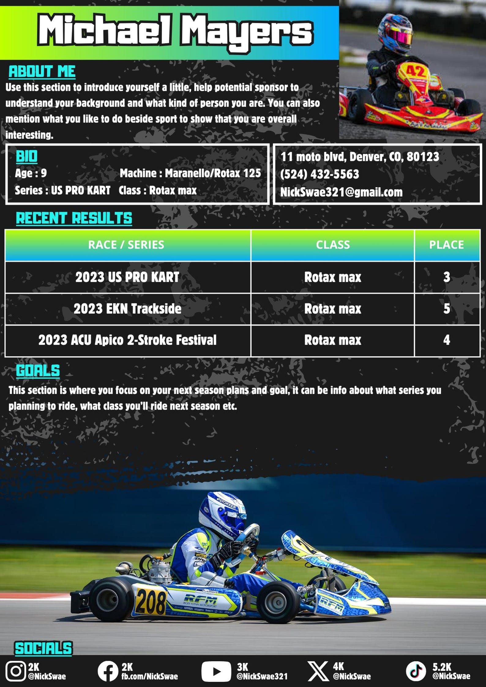 Athlete Resume Template / Editable & Printable Rider Sponsorship Offer ...