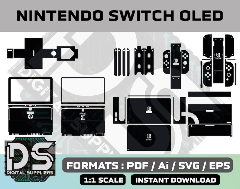 Nintendo Switch OLED Vector Templates for Custom Sticker Graphic Kit ...
