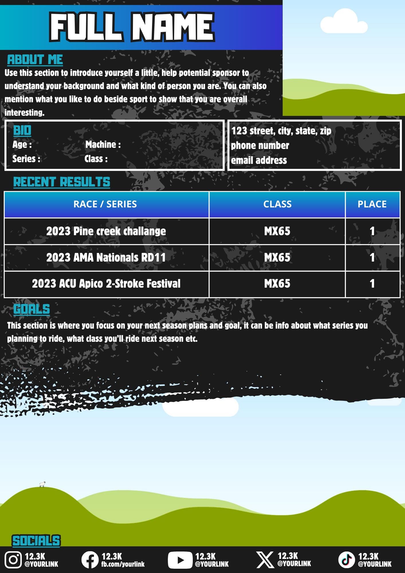 Athlete Resume Template / Editable & Printable Rider Sponsorship Offer ...