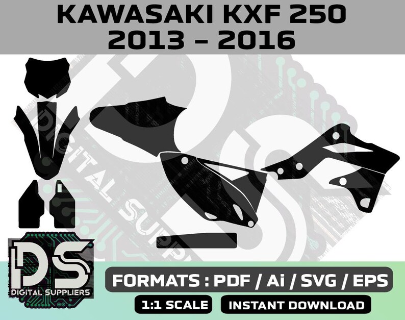 Kawasaki KX 250F 2013 - 2016 Vector Templates for Custom Motocross ...
