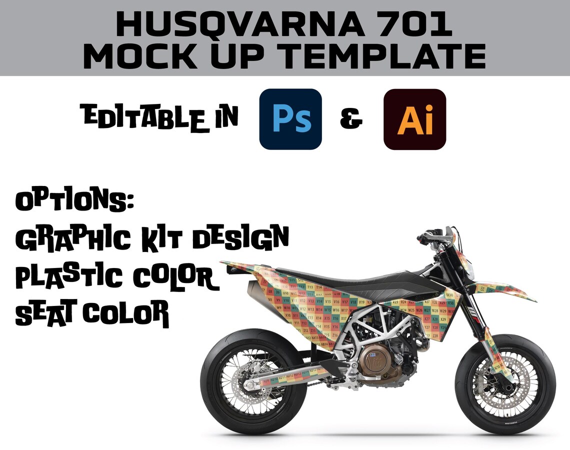 Husqvarna 701 Mock up Templates for Custom Motorcycle Sticker Graphic ...