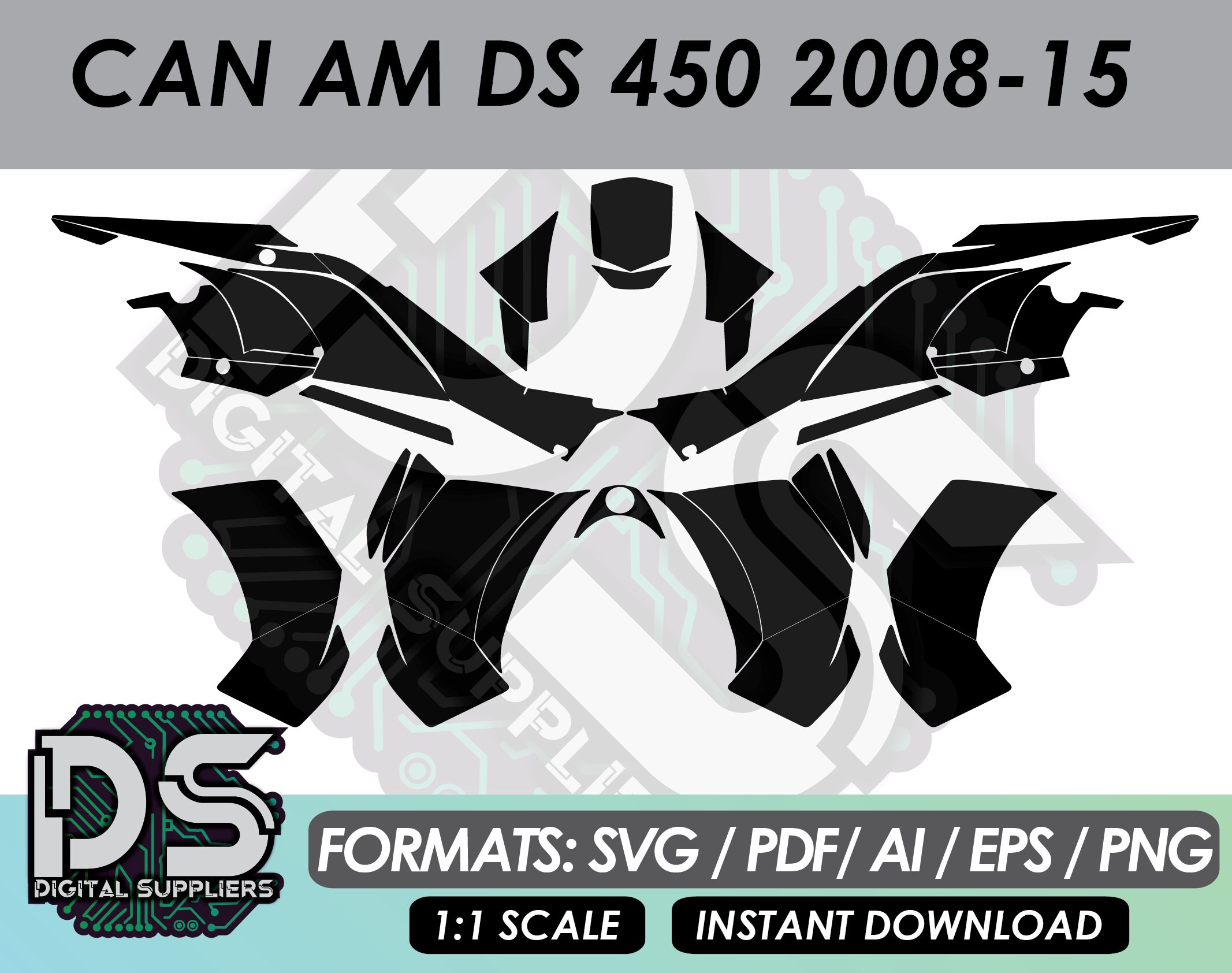 Can Am DS 450 2008 - 2015 Vector Templates for Custom Quad Sticker ...