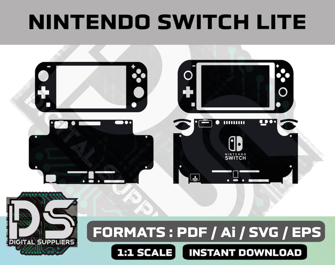 Nintendo Switch LITE Vector Templates for Custom Sticker Graphic Kit ...