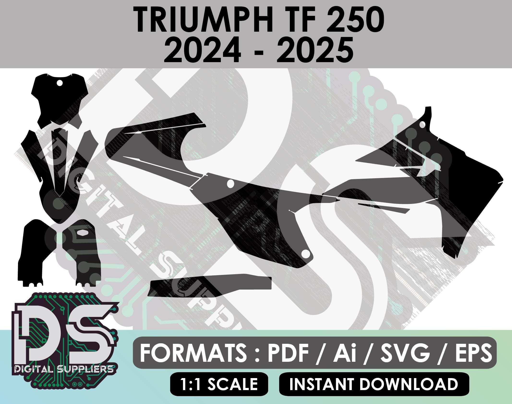 Triumph TF 250 X 2024 2025 Vector Templates for Custom Motocross ...