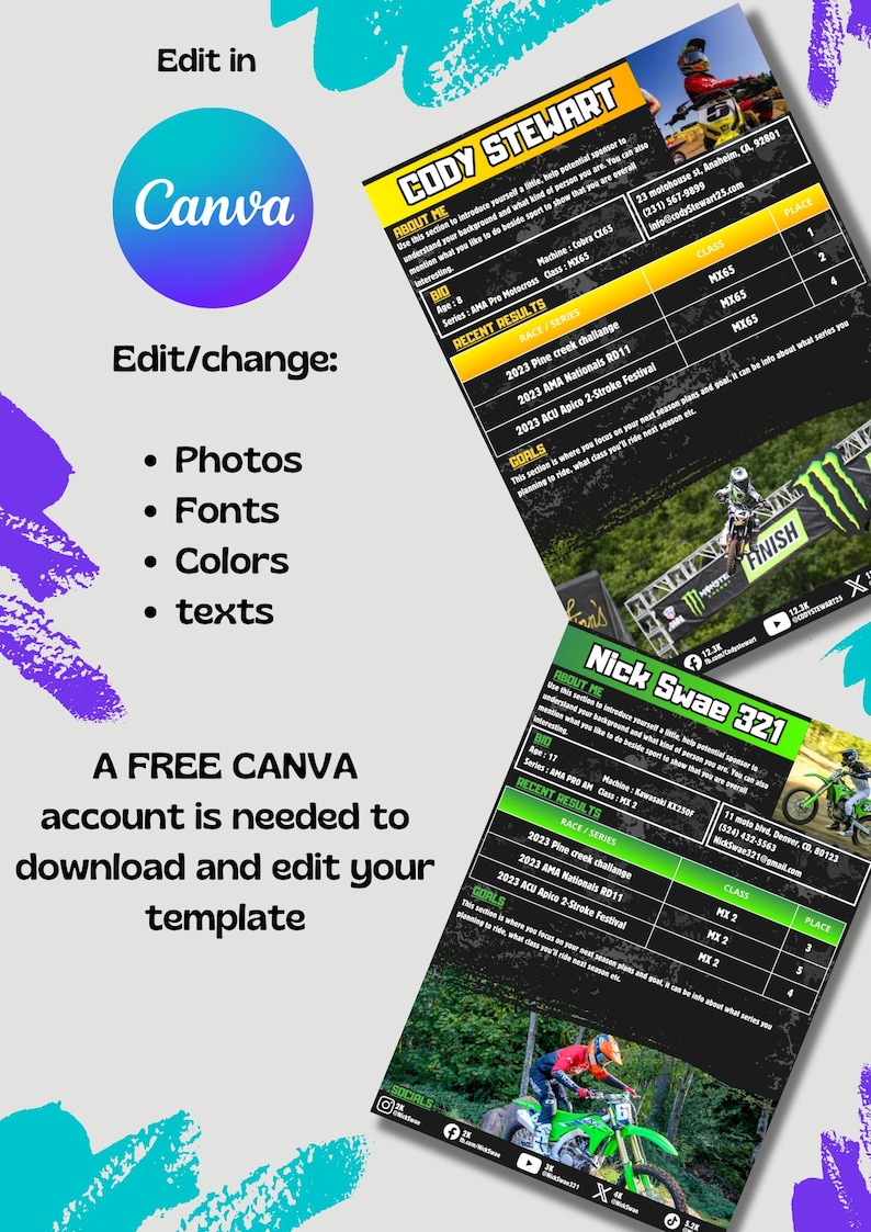 Athlete Resume Template / Editable & Printable Rider Sponsorship Offer ...