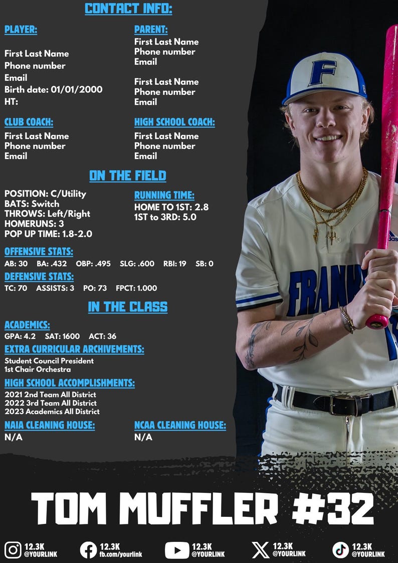 Athlete Resume Template / Editable Player Sponsorship Offer, College ...