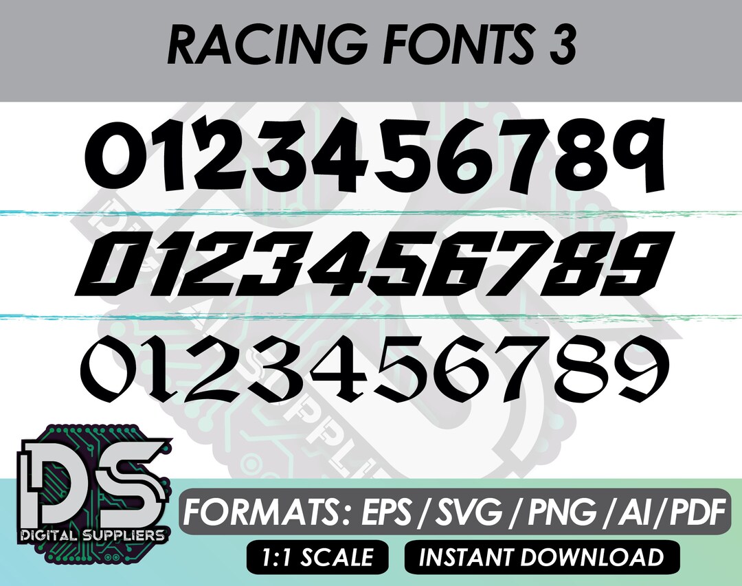 Race Numbers Pack 3 | Quad Motocross Karting Racing Jersey Numbers ...
