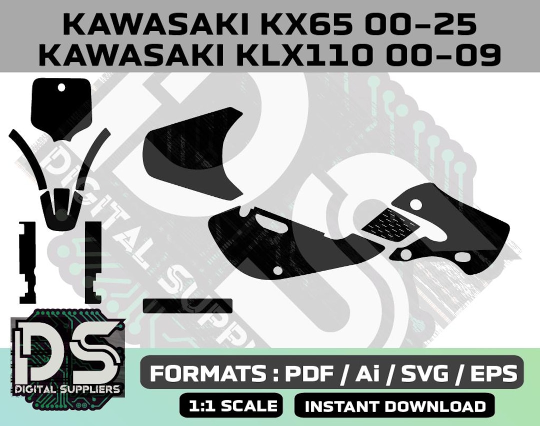 Kawasaki KX 65 2000 - 2025 / KLX110 2000 - 2009 Vector Templates for ...