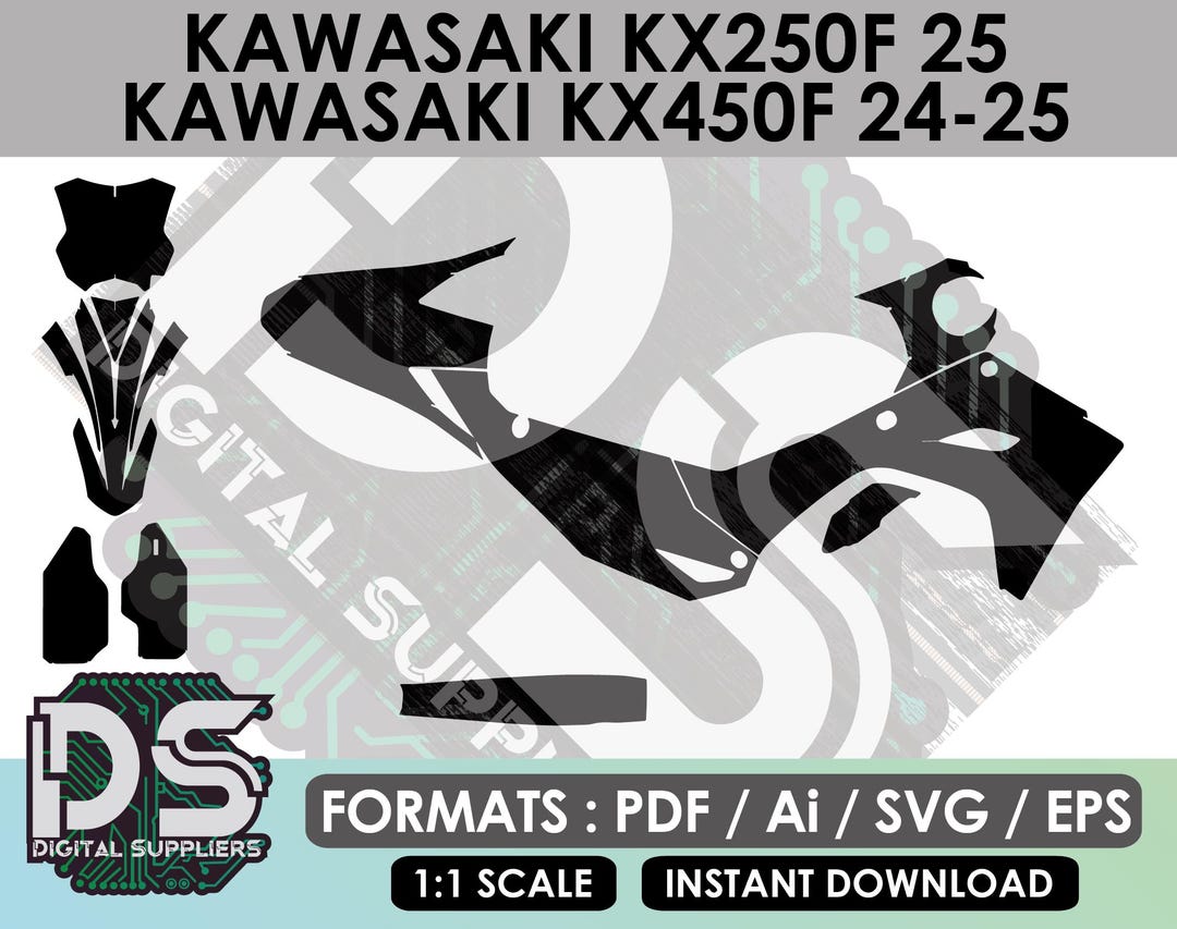 Kawasaki KXF 250 2025 / KXF 450 2024 - 2025 Vector Templates for Custom ...