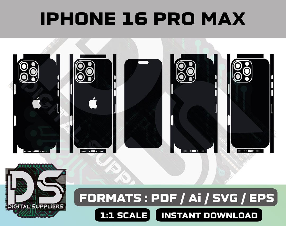 IPhone 16 Pro Max Vector Templates for Custom Sticker Graphic Kit Skin ...