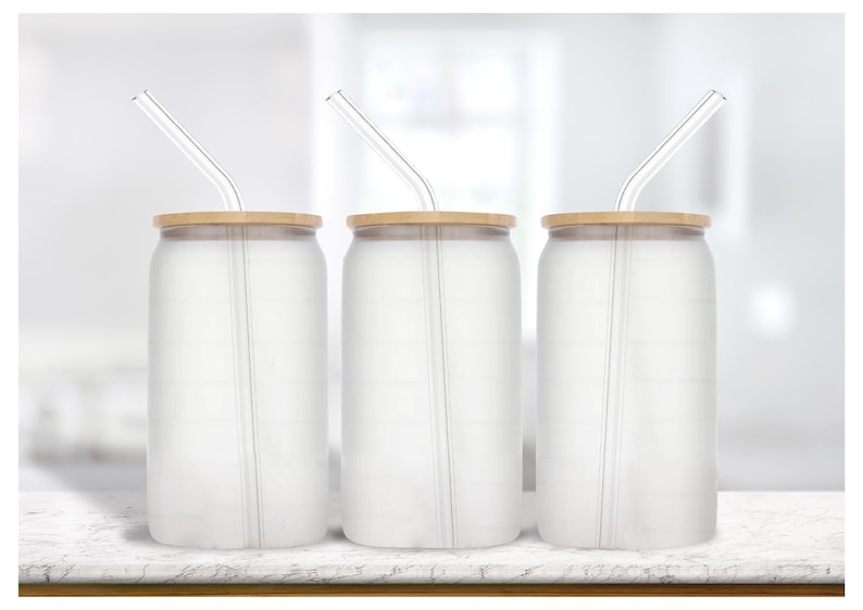 Frosted & Clear 16oz Libbey Glass Can Mock Ups Canva Templates - Etsy