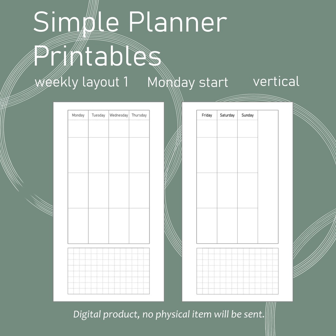 Weekly 1 - Vertical Spread W Notes and Grid Sections - Personal Rings ...