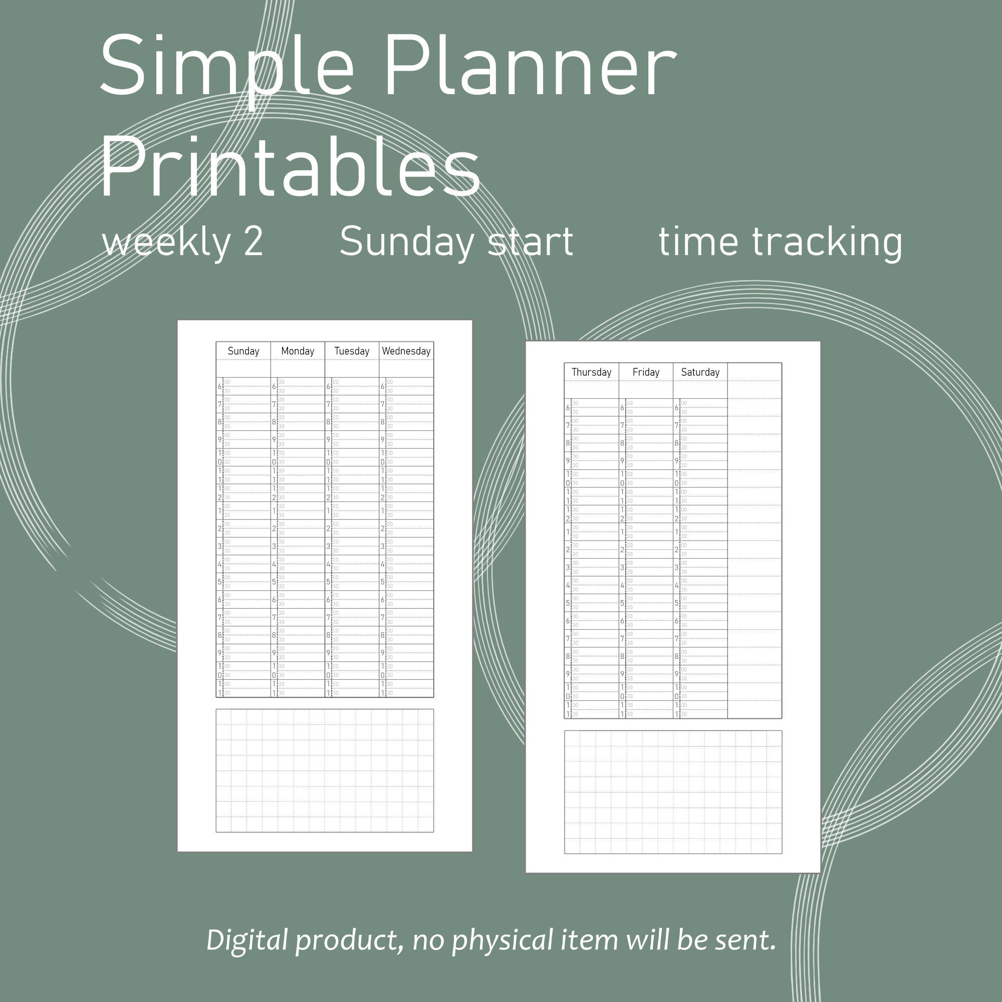 Weekly 2 - Time Tracking Spread W 30-minute Increments, Lined and Grid ...