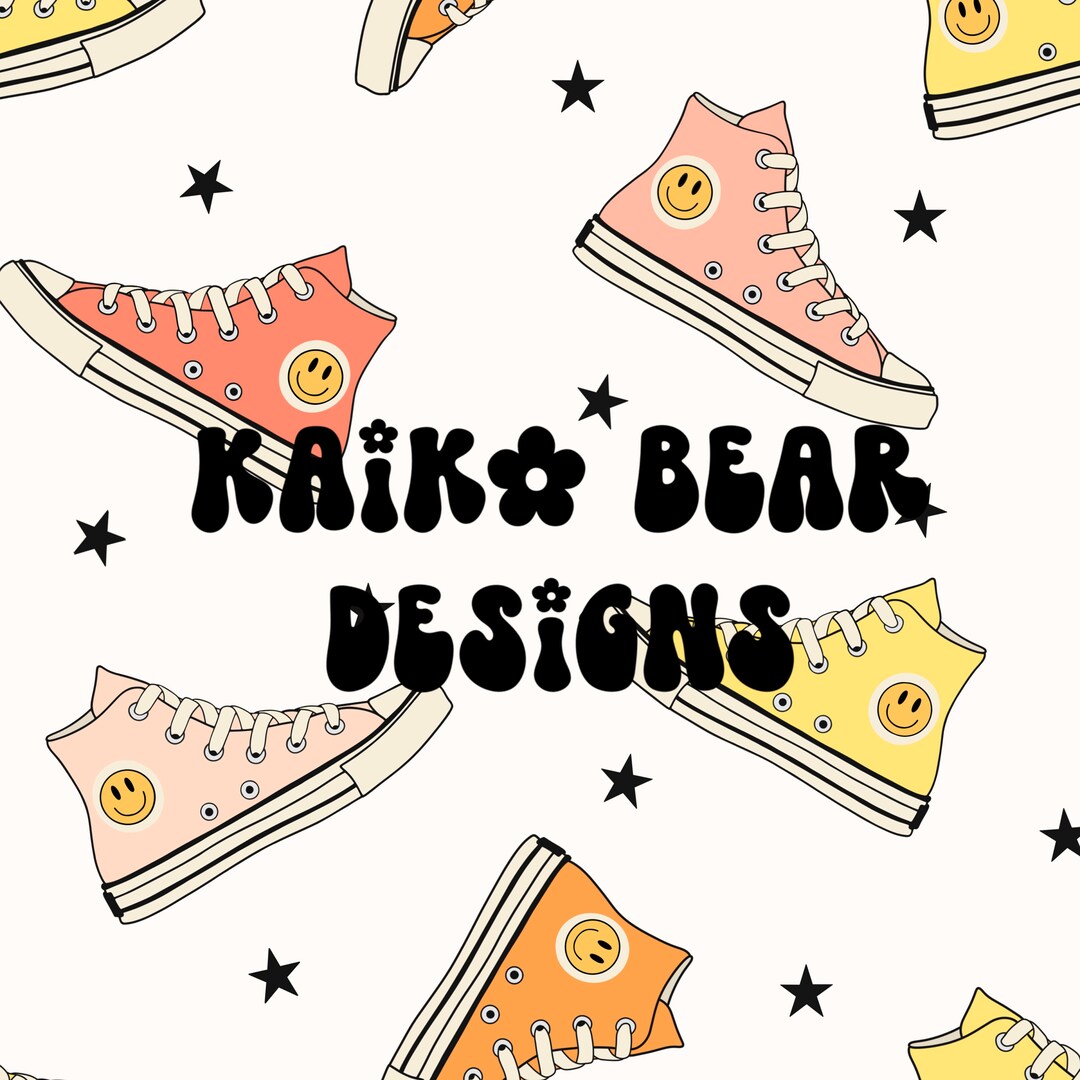Retro Smiley Face Converse Chucks Sneakers Seamless Pattern Summer ...