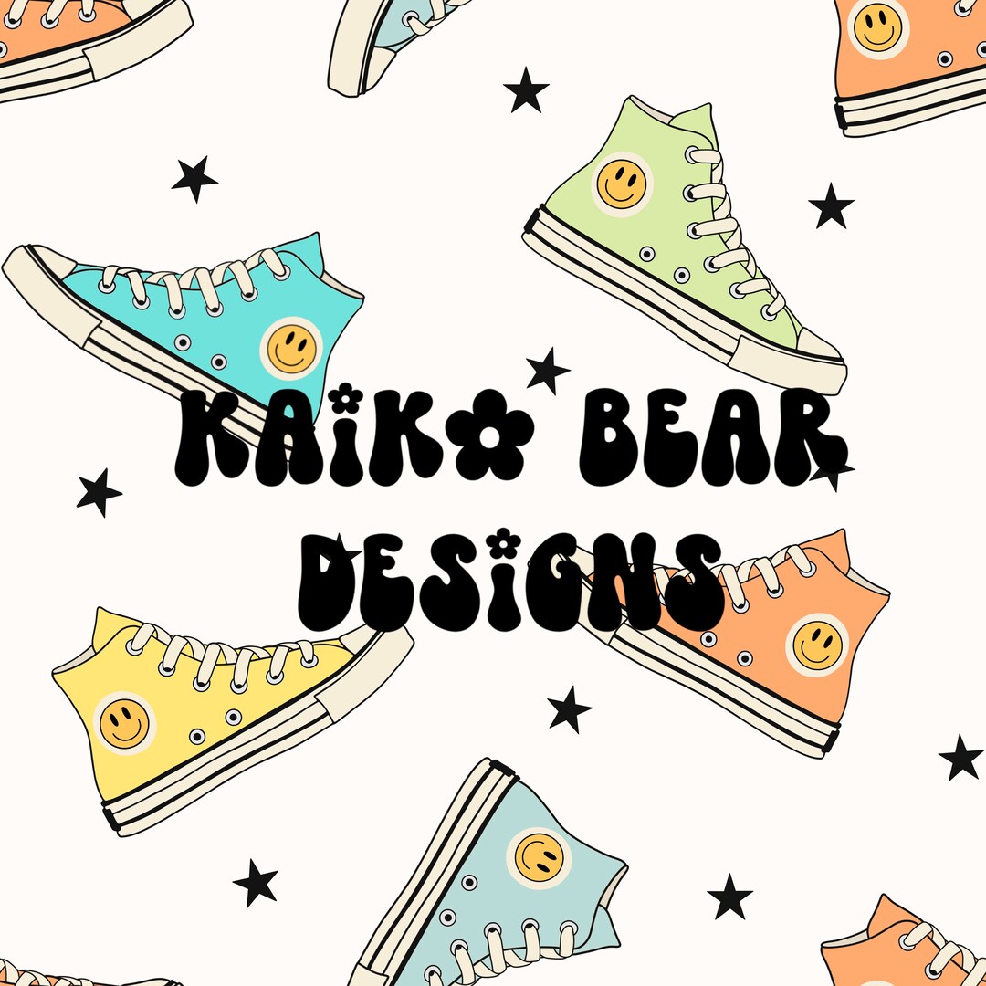 Retro Smiley Face Converse Chucks Sneakers Seamless Pattern Summer ...
