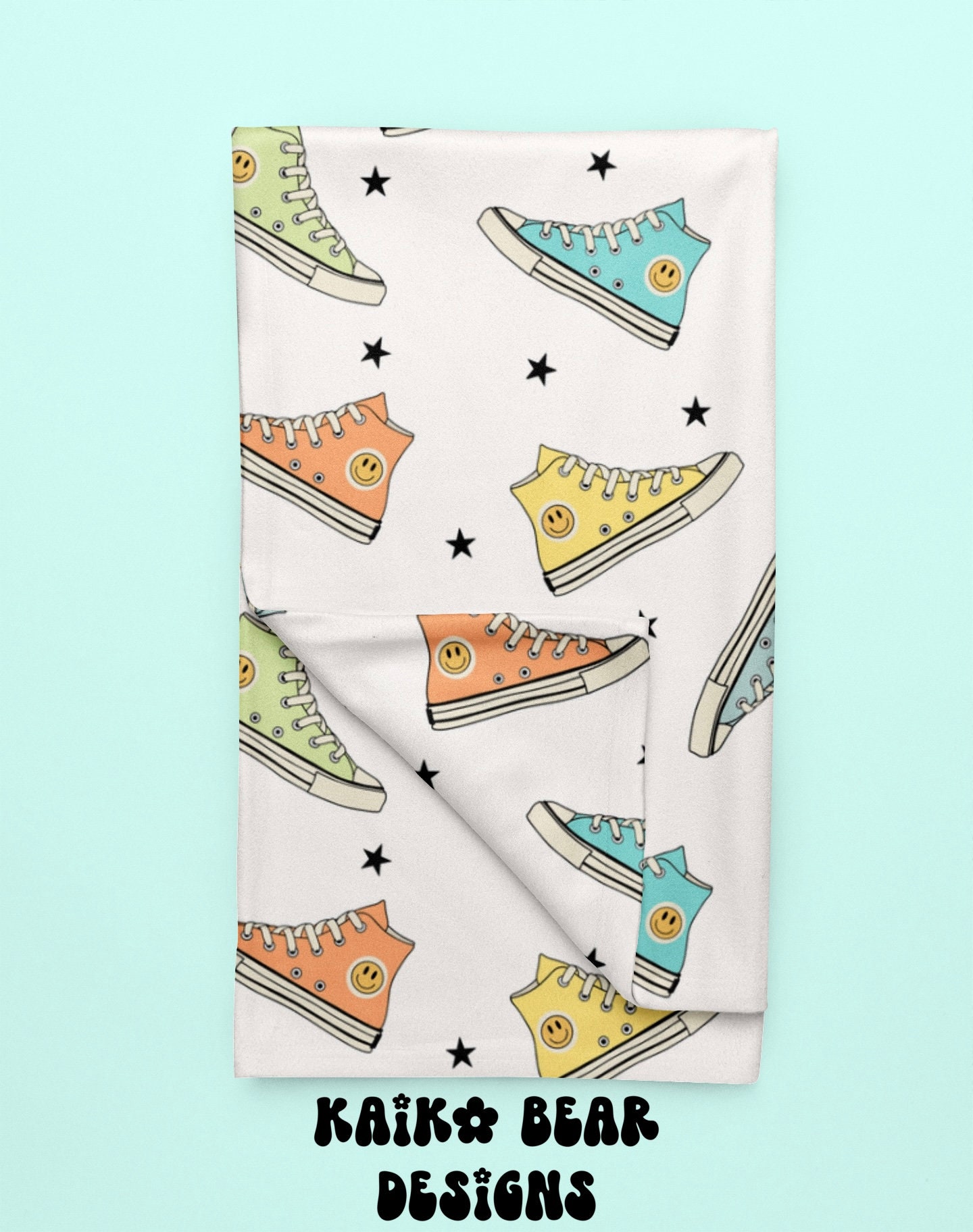 Retro Smiley Face Converse Chucks Sneakers Seamless Pattern Summer ...