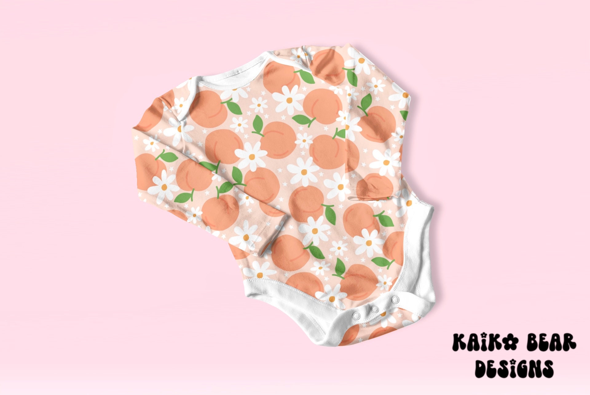 Peaches Seamless Pattern Summer Seamless Retro Peach Seamless Daisy ...
