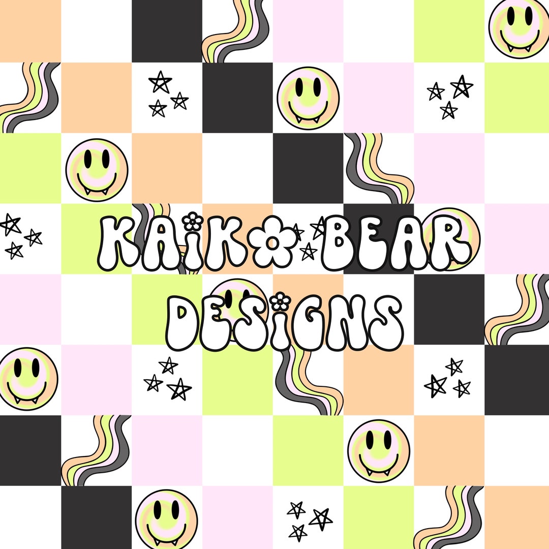 Halloween Retro Smiley Face Seamless Pattern Spooky Seamless ...