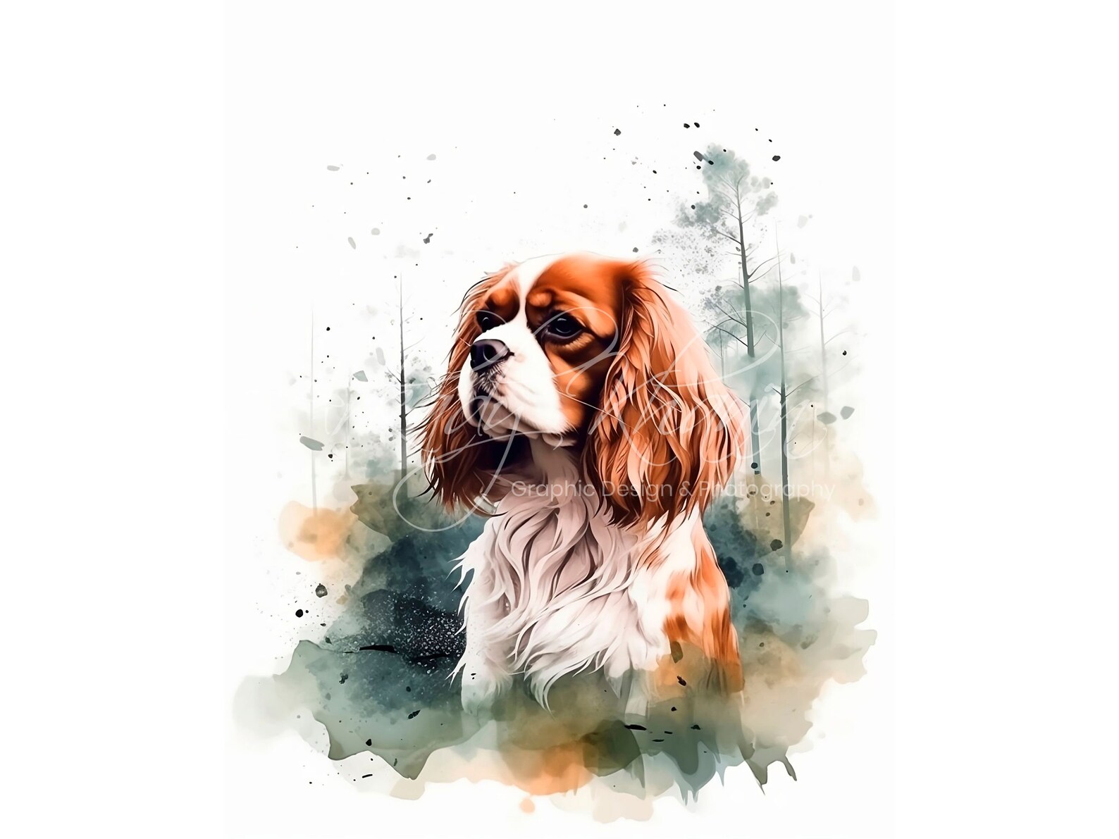Watercolor Cavalier King Charles Spaniel Clipart Bundle 12 - Etsy