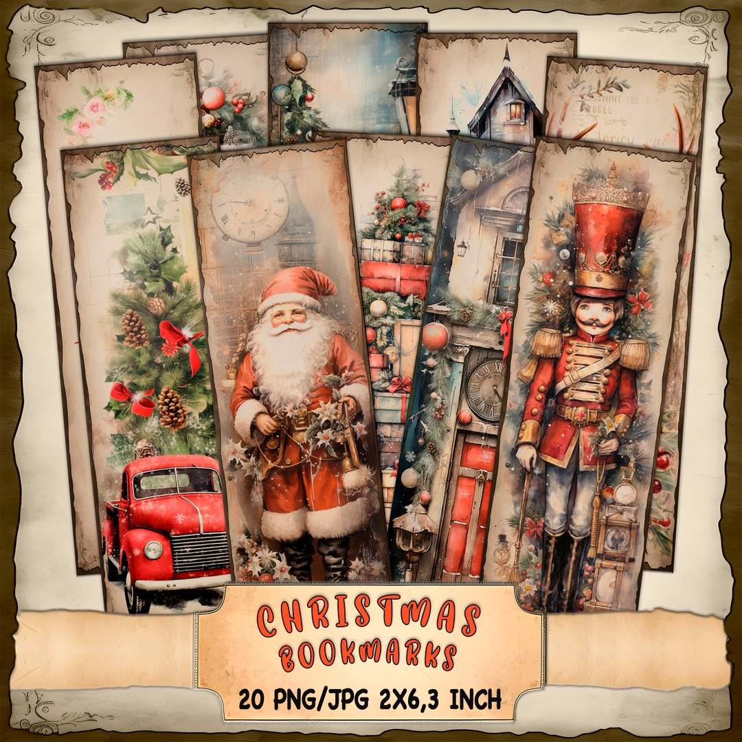 Vintage Christmas Bookmarks Bundle 20 Downloadable Designs for ...