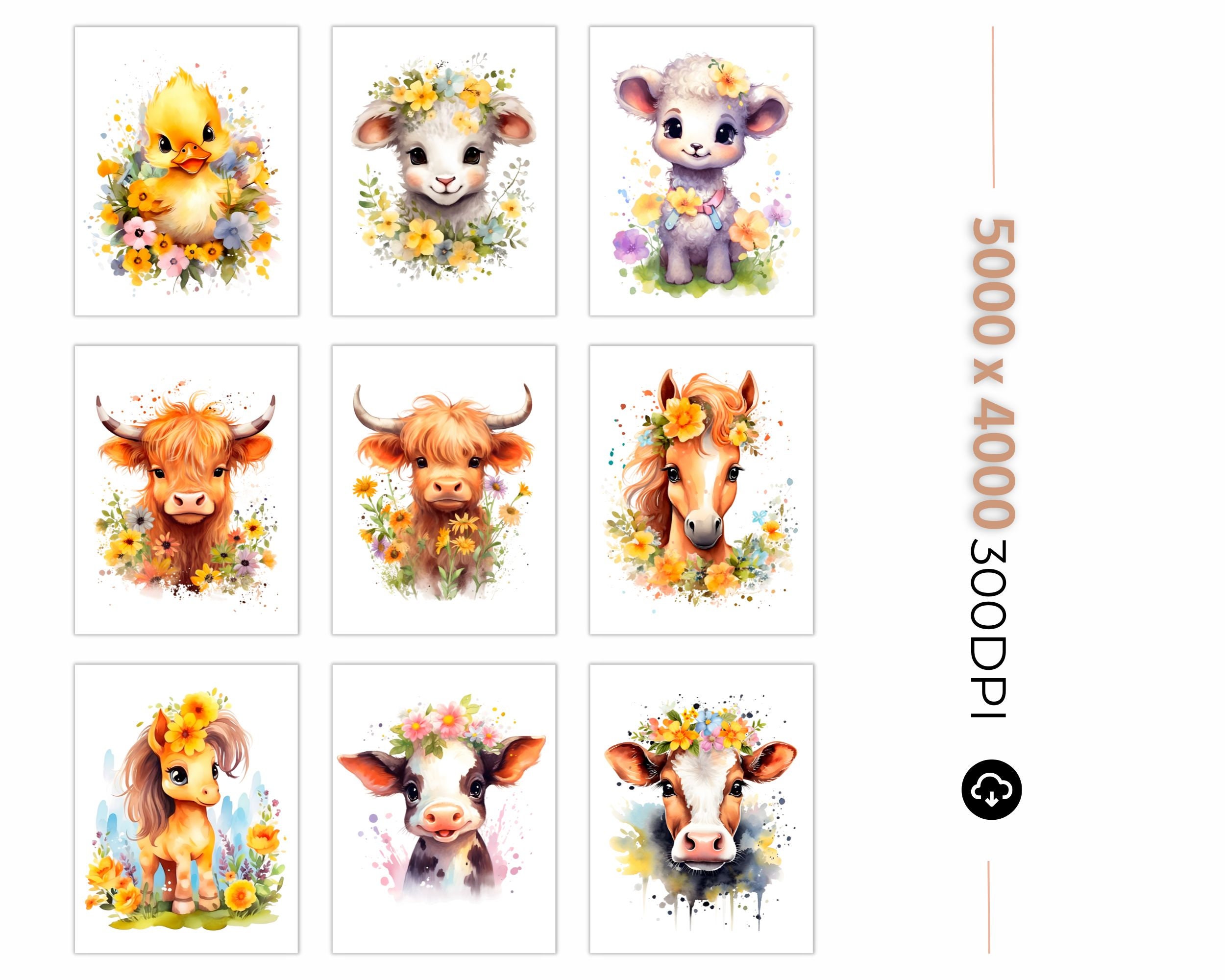 Cute Farm Animals Clipart Pack for Nursery Decor 28 High-resolution PNG ...
