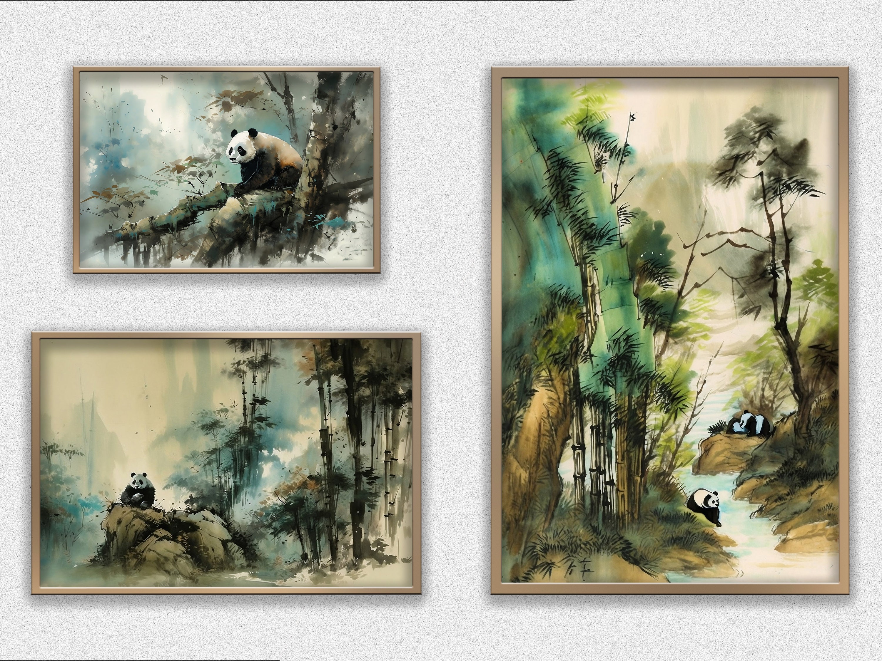 Panda Art Print Watercolor Printable Wall Art Vintage Style Digital ...