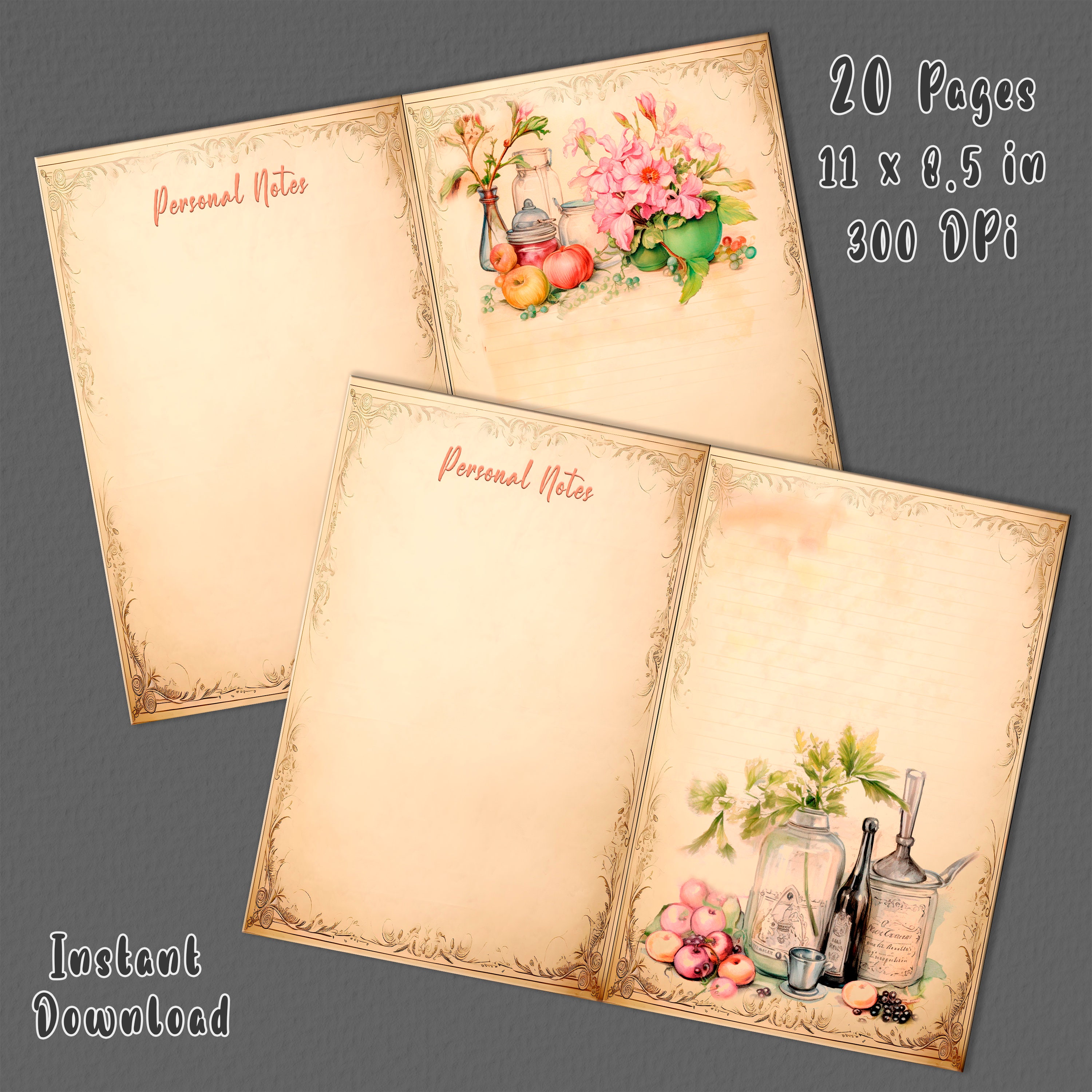 Vintage Cooking Pages Personalized Printable Cookbook Old Personal ...