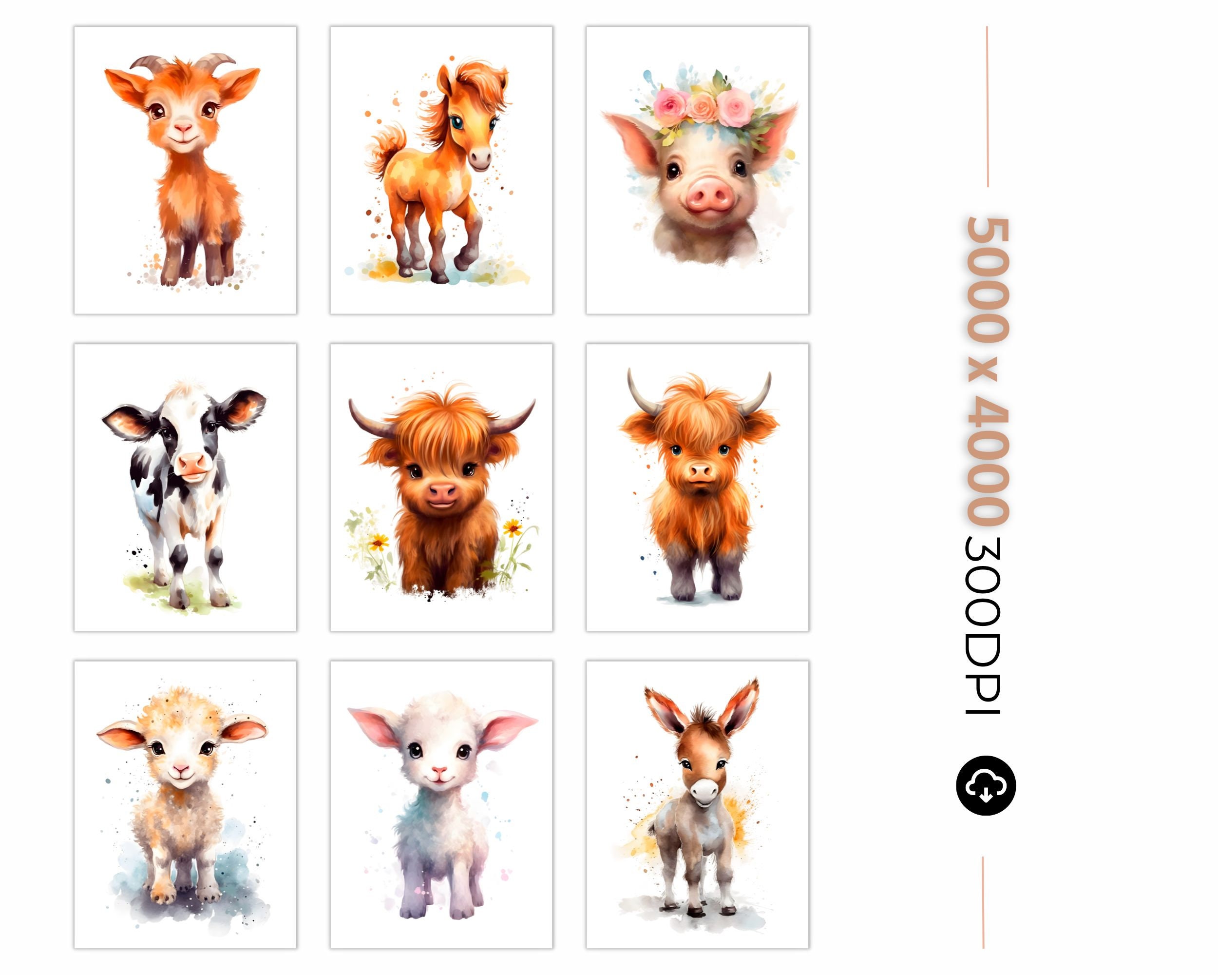 Cute Farm Animals Clipart Pack for Nursery Decor 28 - Etsy