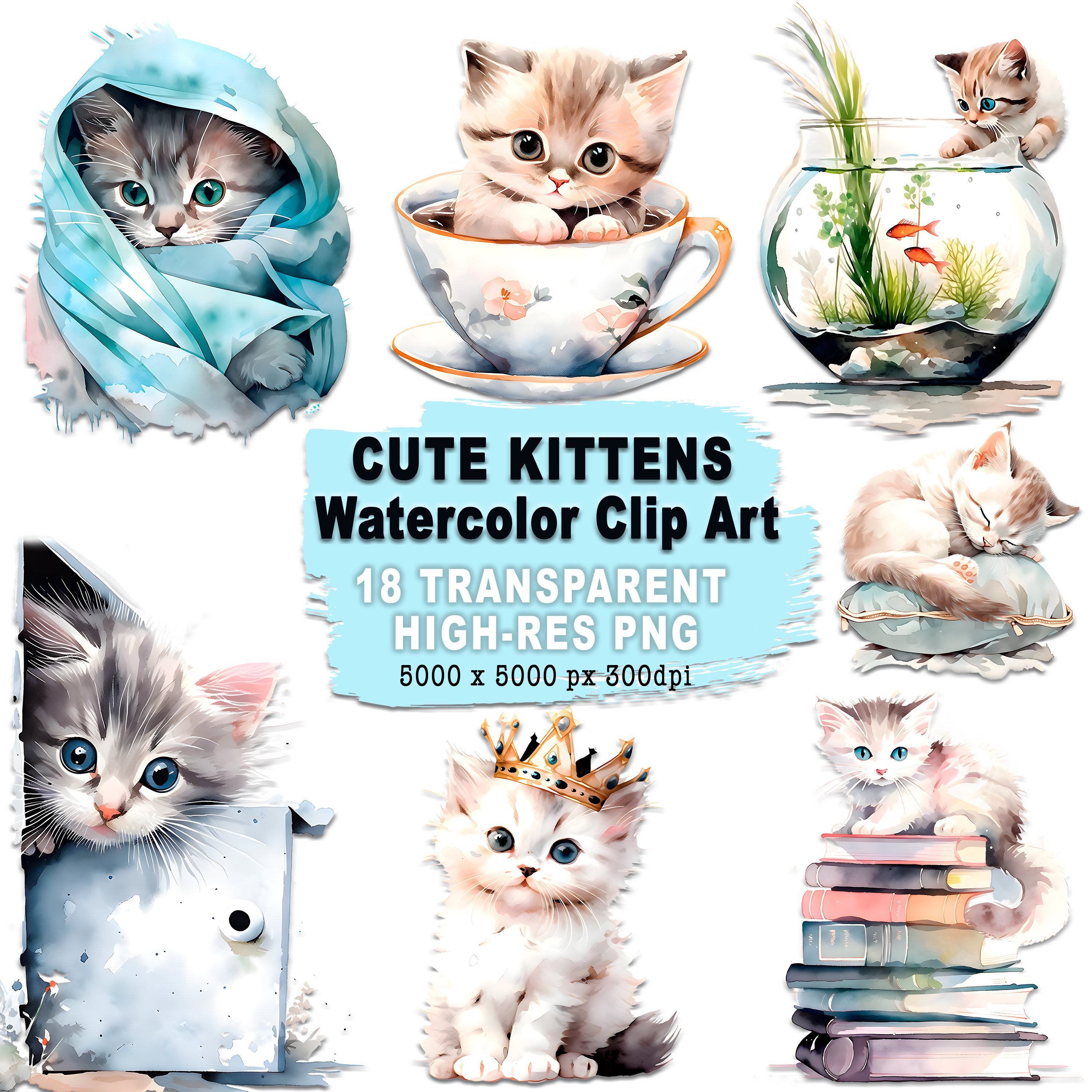 Cute Kitten Clip Art for Nursery Decor and Crafts High-resolution Png ...