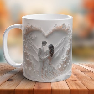 Romantic Wedding Couple Mug 3D Sublimation Design Valentines Day Mug ...