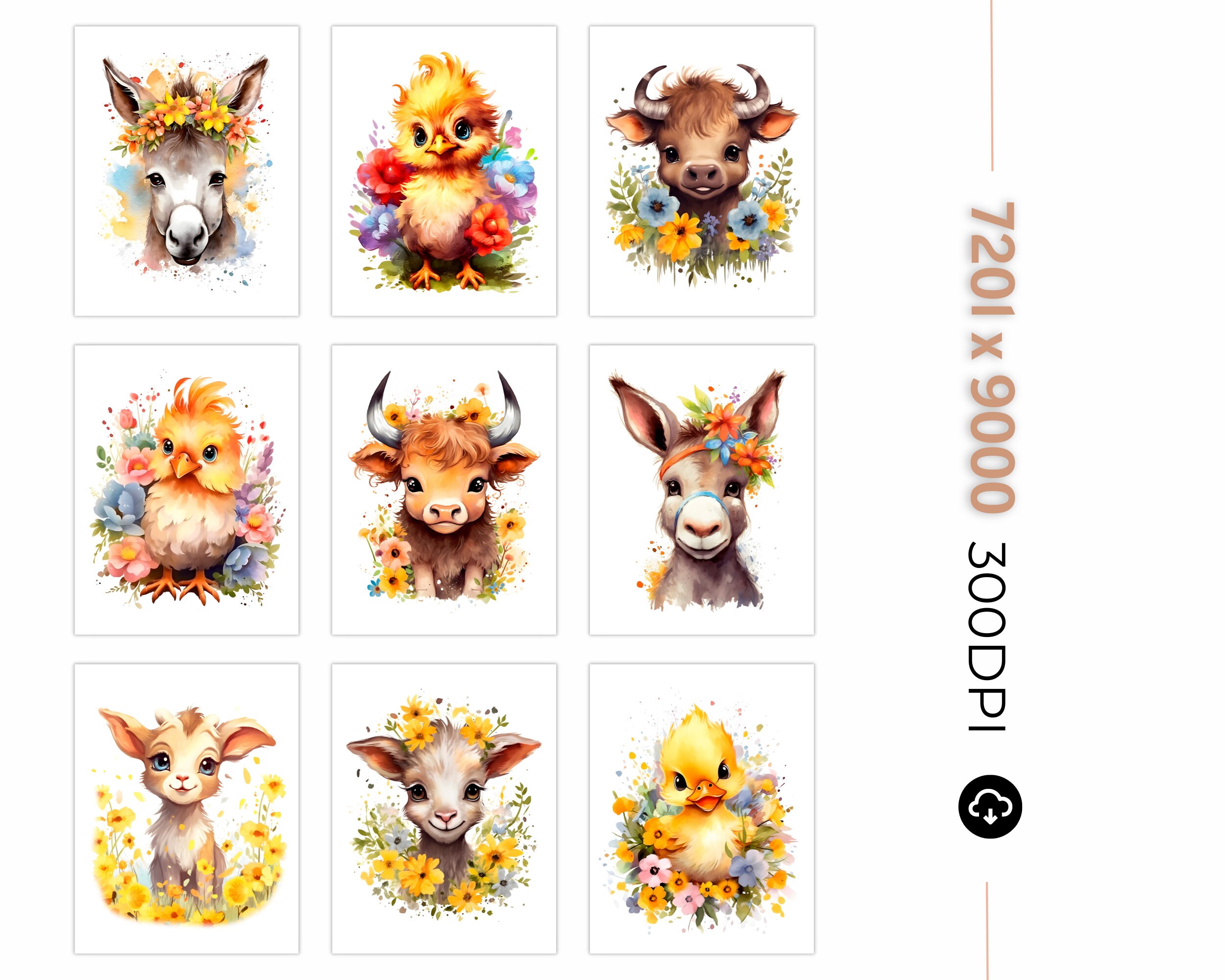 Cute Farm Animals Clipart Pack for Nursery Decor 28 - Etsy