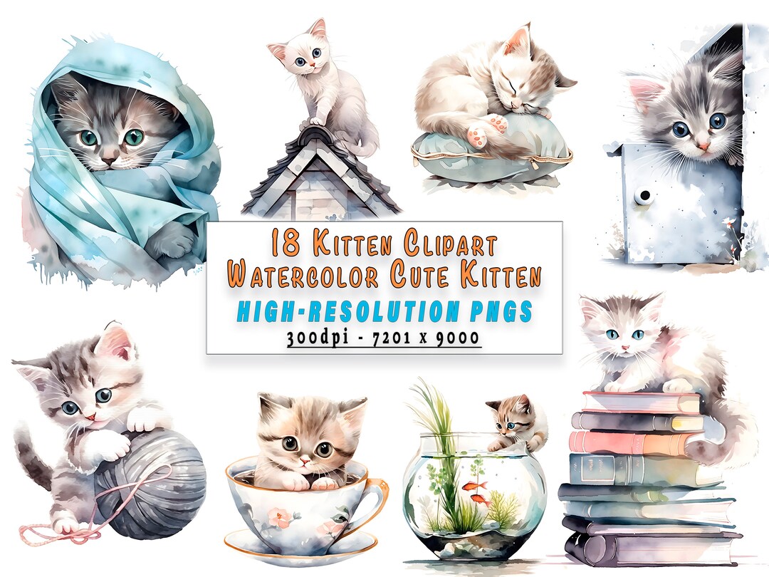 Cute Kitten Clip Art for Nursery Decor and Crafts 18 - Etsy