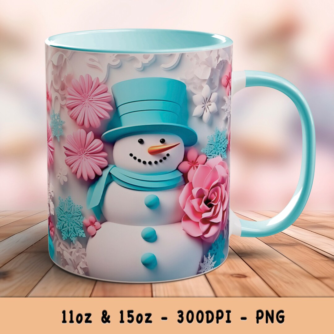 3D Snowman Winter Mug Wrap Holiday Christmas Design for 11 Oz and 15 Oz ...