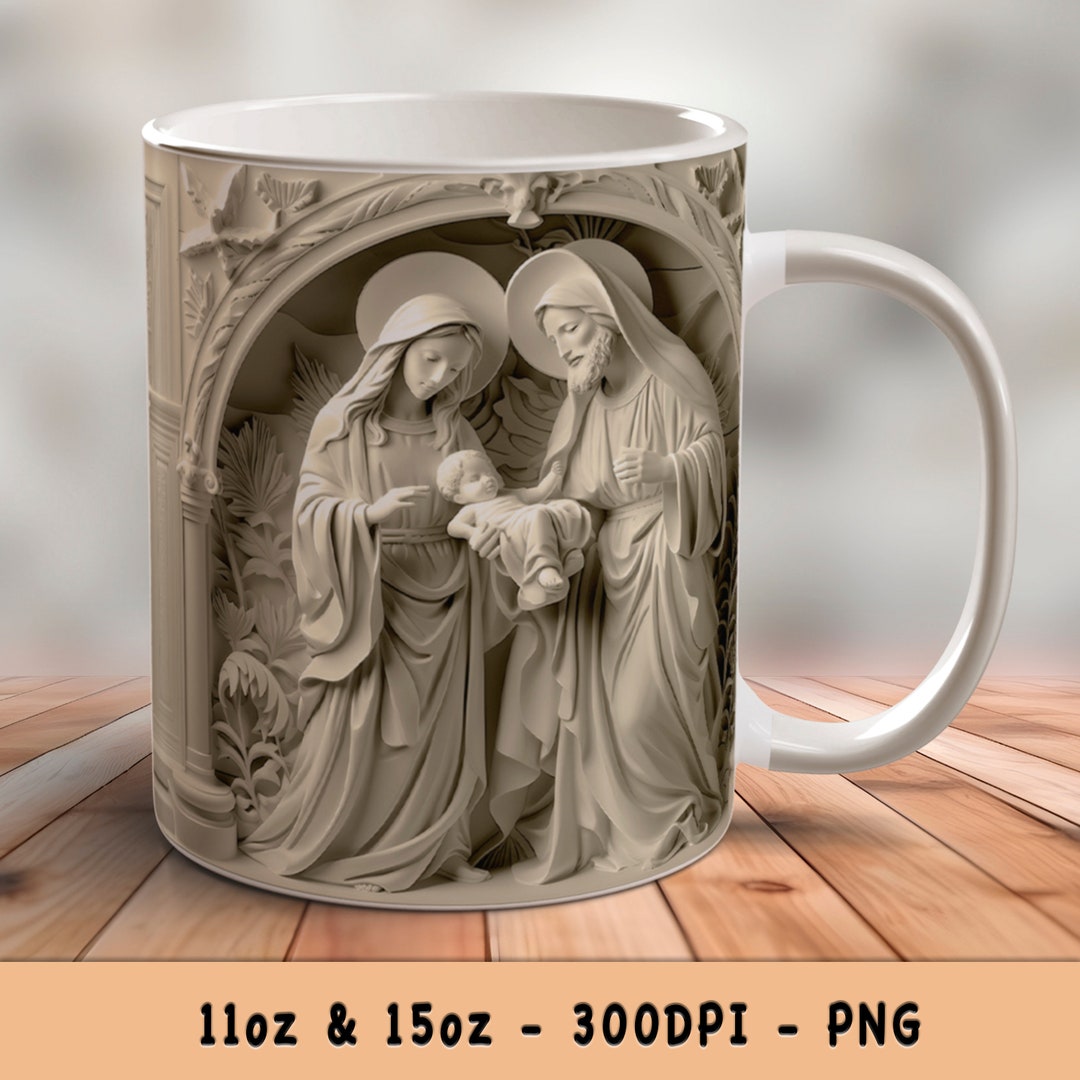 Holy Family 3D Nativity Scene Mug Wrap Jesus Birth Art Sublimation ...