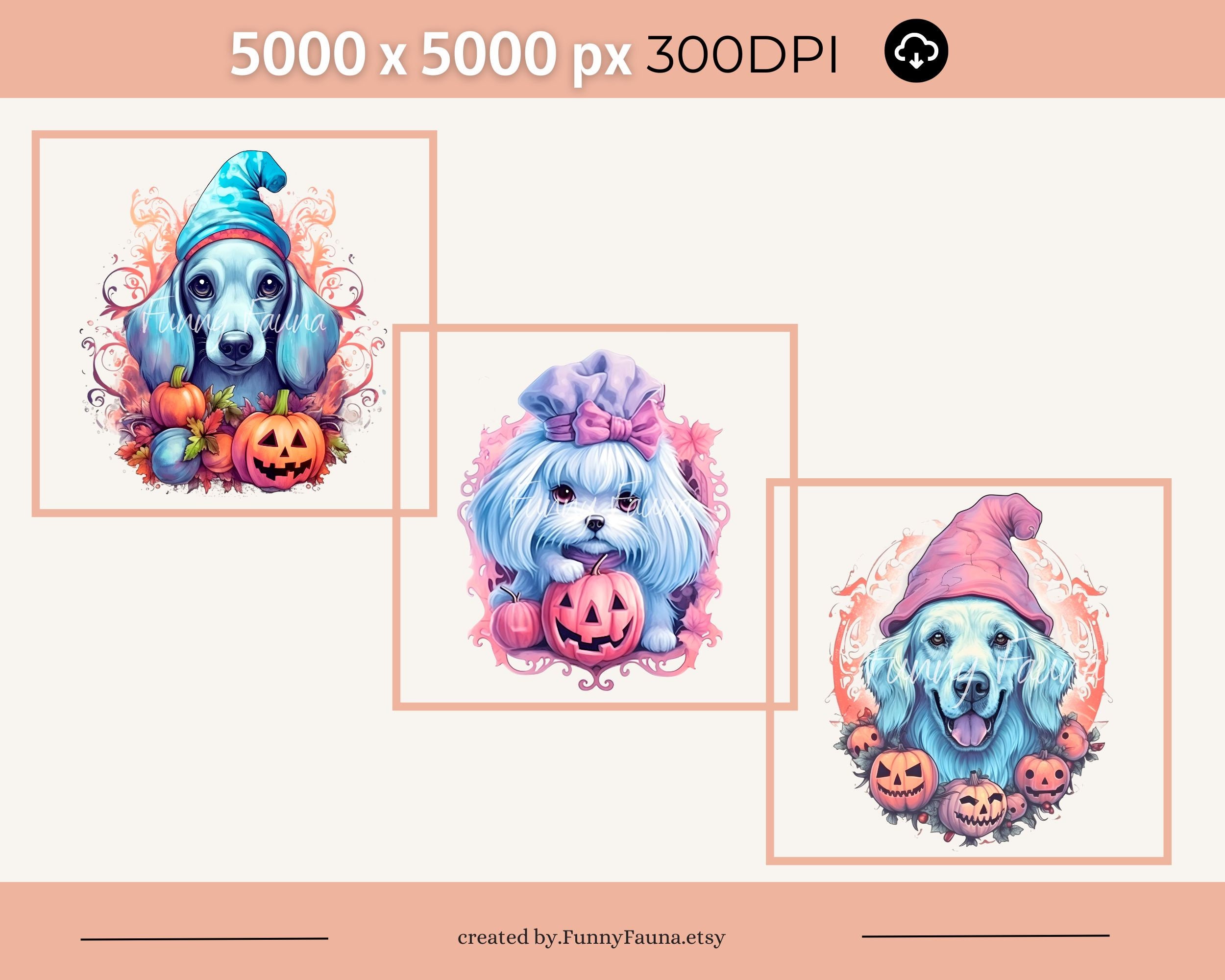 Watercolor Pastel Halloween Dogs Spooky Vibes Clipart 20 - Etsy