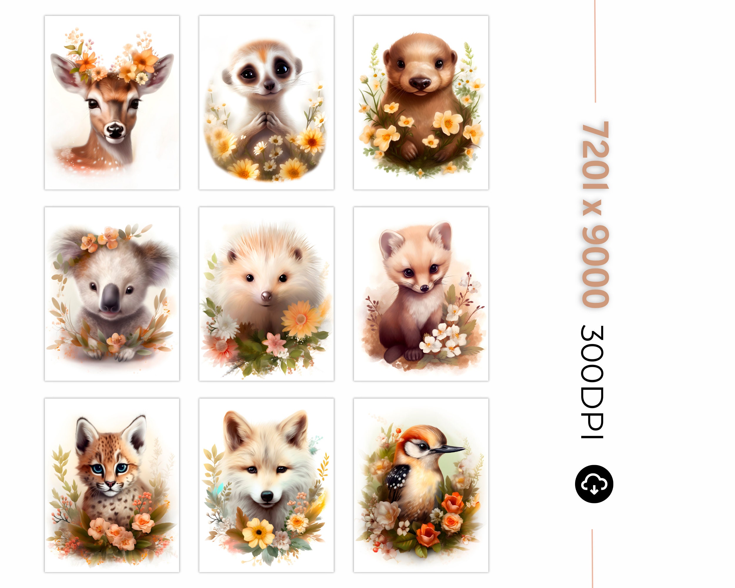 Woodland Baby Animals Clipart Watercolor Pngs Adorable Forest Animals ...