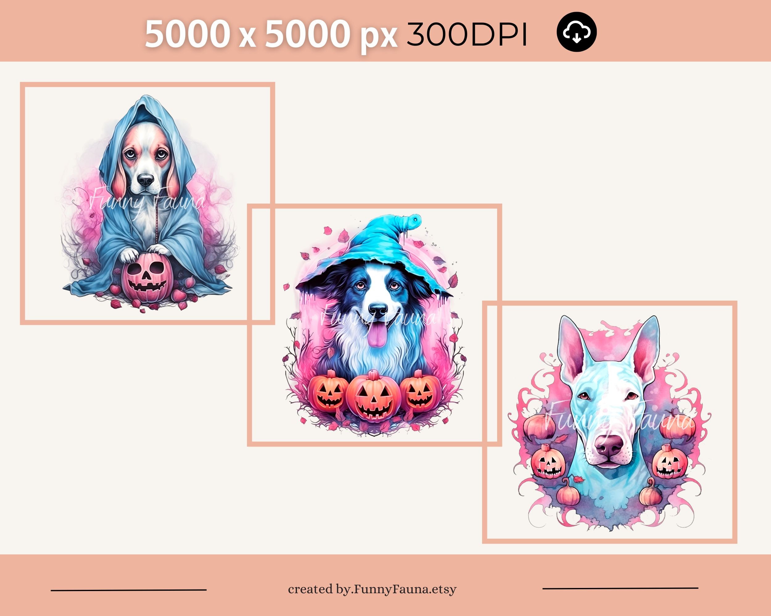 Watercolor Pastel Halloween Dogs Spooky Vibes Clipart 20 - Etsy