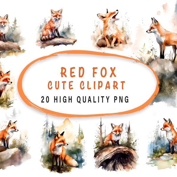 Watercolor Fox - Etsy