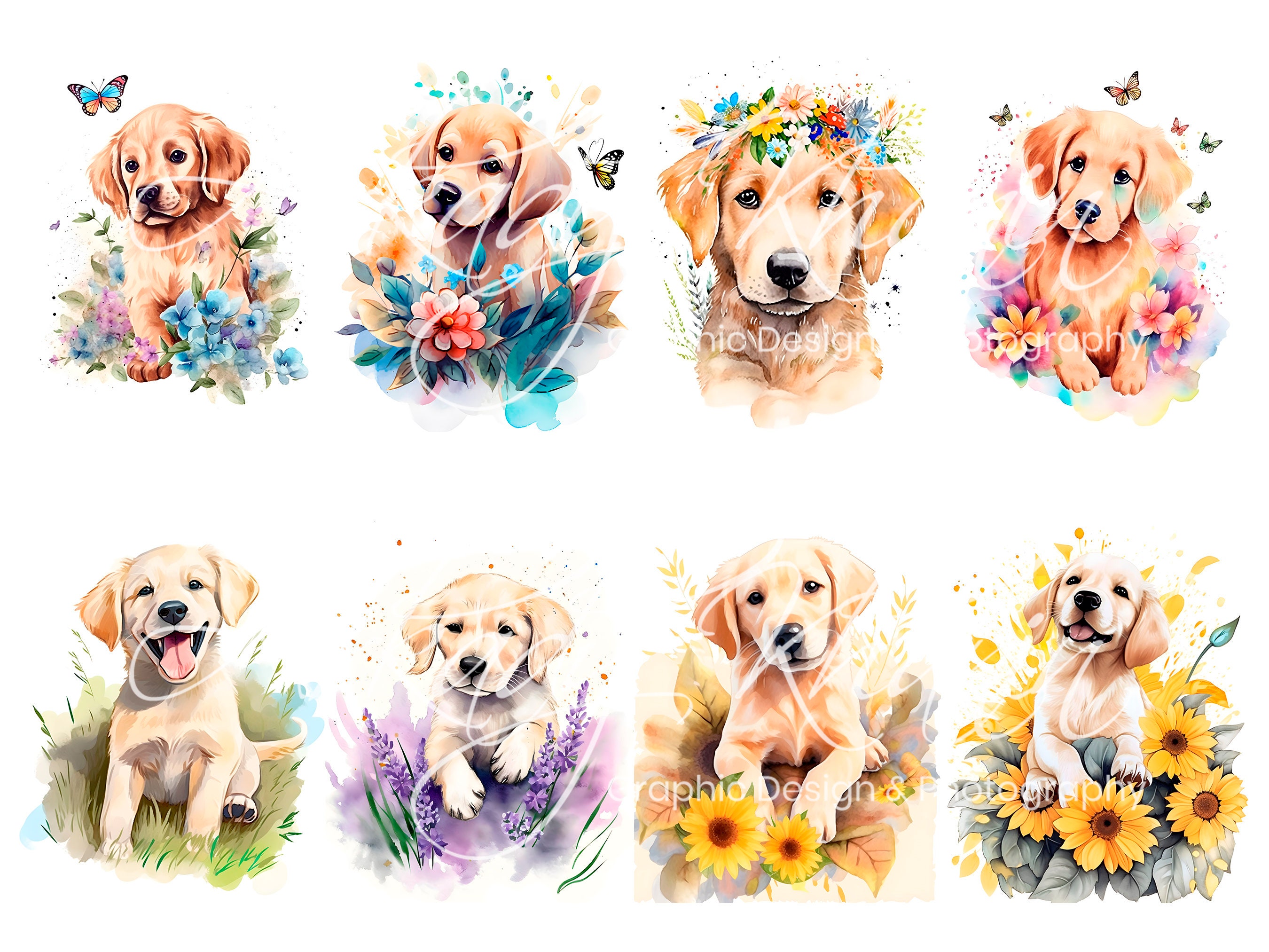 Mega Bundle Dogs Watercolor Clipart 60 High Quality Painting - Etsy