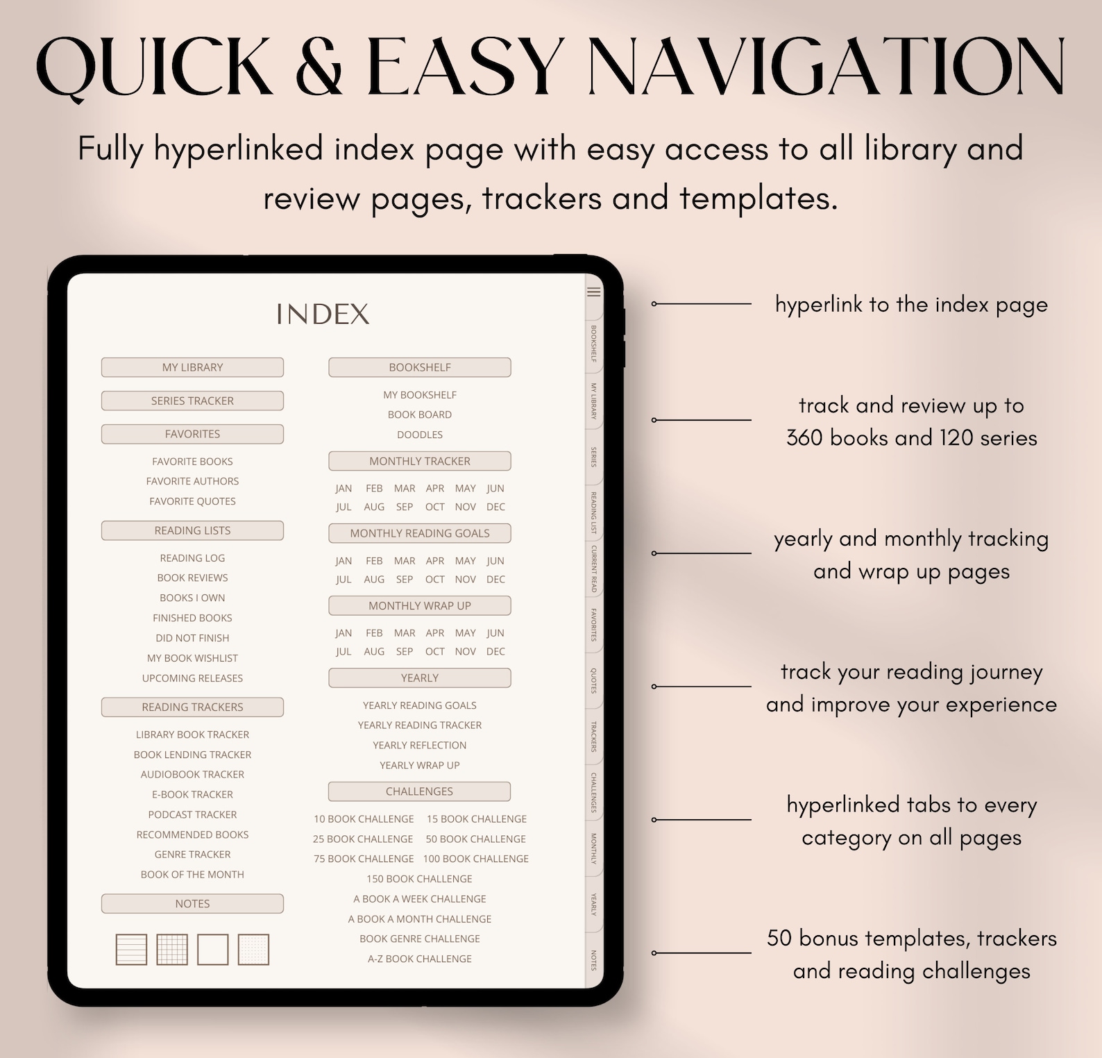 Digital Reading Journal, Digital Book Tracker for Goodnotes, iPad ...