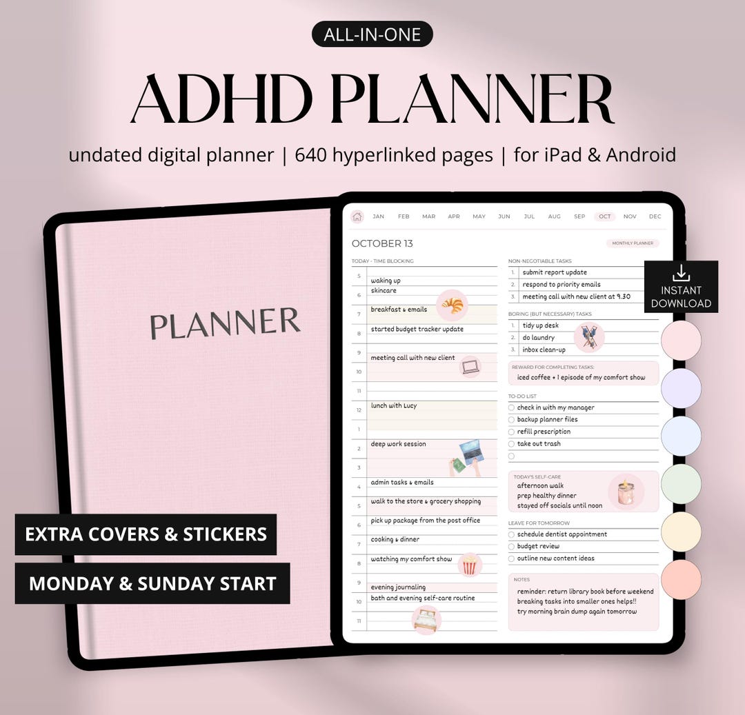 ADHD Planner, Digital ADHD Planner for iPad & Android, Goodnotes ...