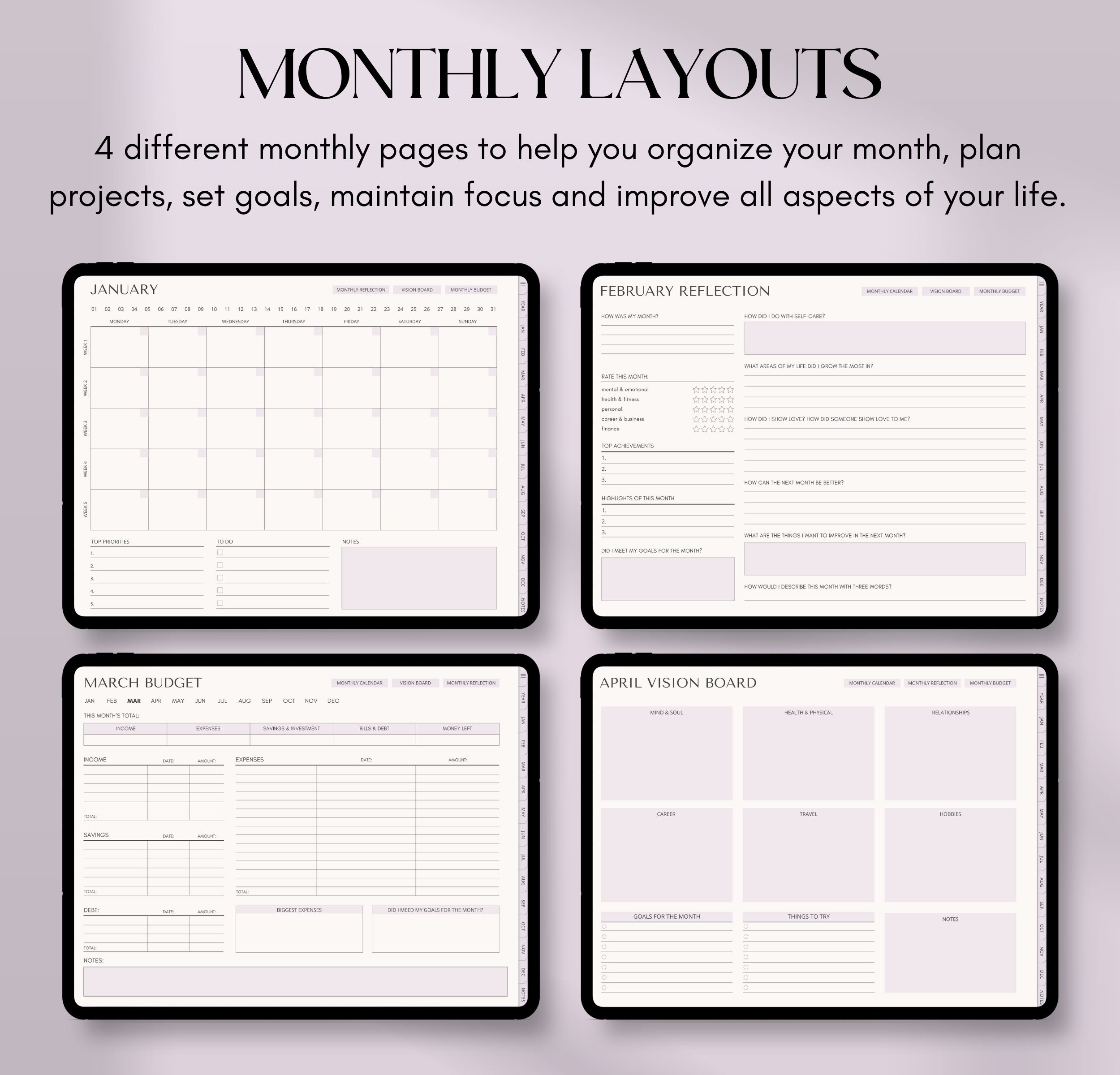 Digital Planner Undated, Goodnotes Calendar, iPad & Android Planner ...