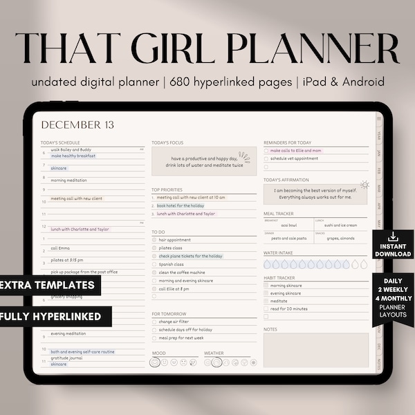 Undated Digital Planner - Etsy